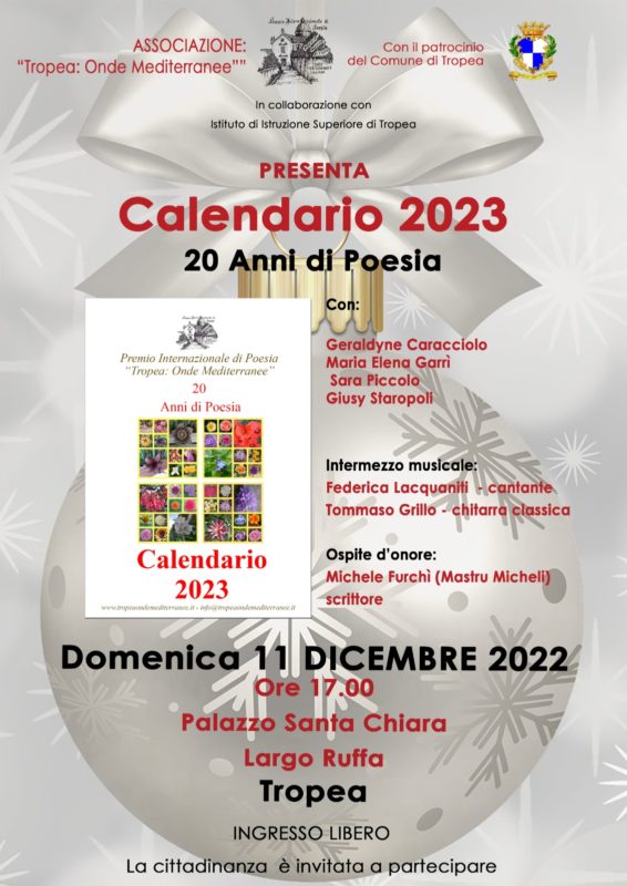 Domenica, 11 dicembre c.a., alle ore 17, a Tropea, Palazzo Santa Chiara ...