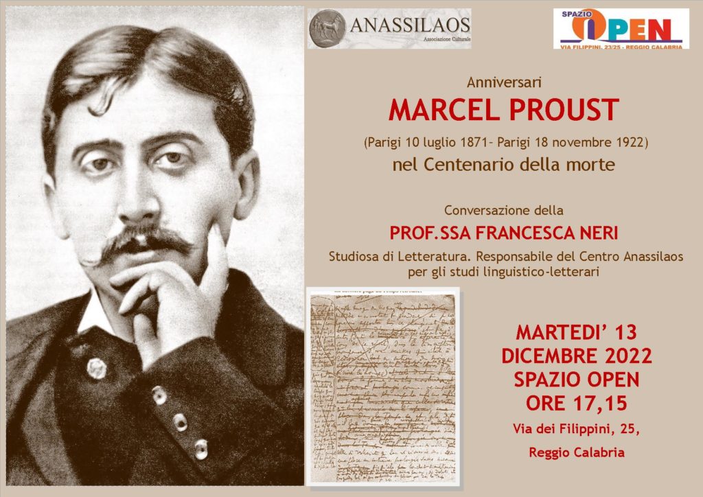 SSOCIAZIONE ANASSILAOS. La figura di Marcel Proust, tra i protagonisti della letteratura del ...